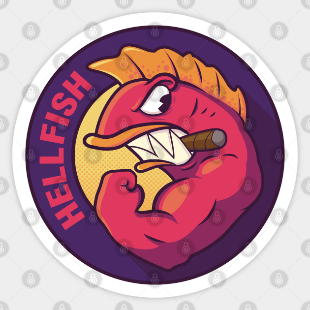 The Flying Hellfish - Hellfish - Sticker | TeePublic
